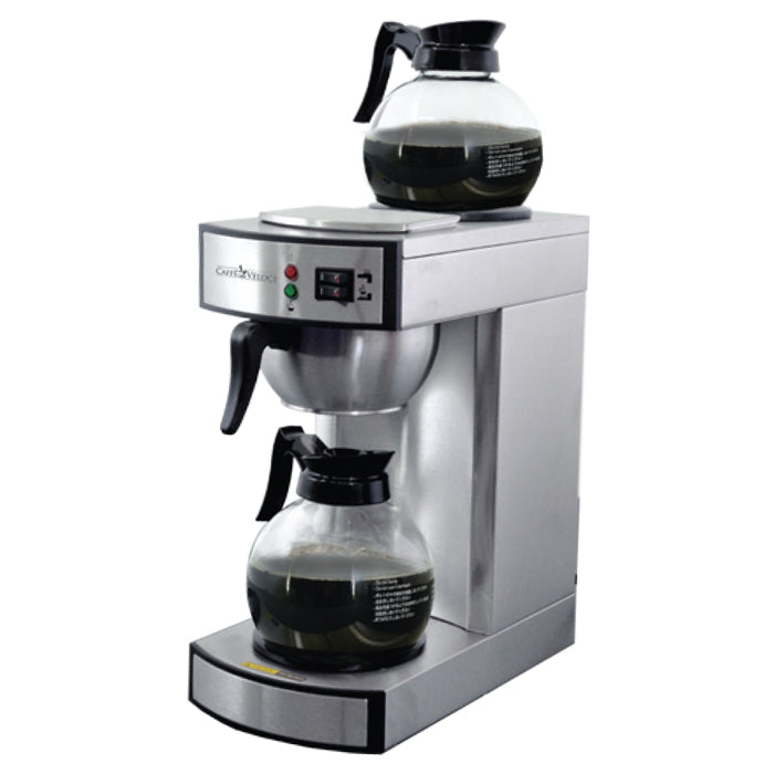 Stainless Steel Coffee Maker with 2 Glass Decanter – 2.2 L tank capaci
