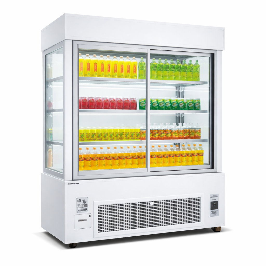 Alaska Line 70.8'' Upright Sliding Glass Door Beverage Showcase Refrig