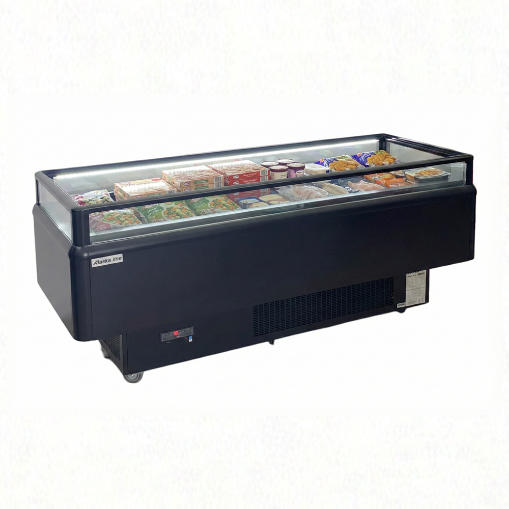 Alaska Line 82'' Dual Temperature Open Display Island Freezer, Cooler