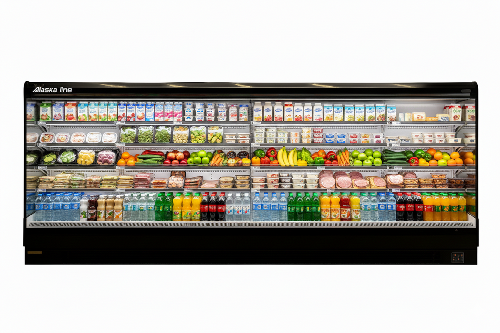 Alaska-Line 152'' - 12Ft. Open Air Merchandise Display Cooler w/ Curta