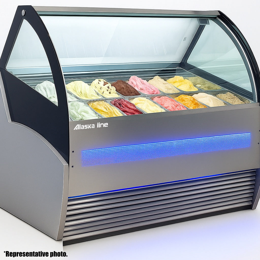 Alaska-Line 62'' 16 Pan Gelato Freezer Showcase 18 Cu.Ft. Capacity, HI