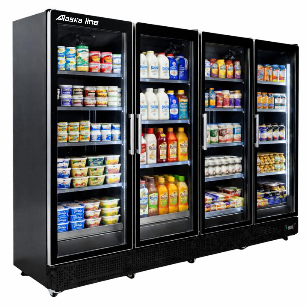 Alaska-Line Commercial Glass Door Display Refrigerator 4 Swing Door HI