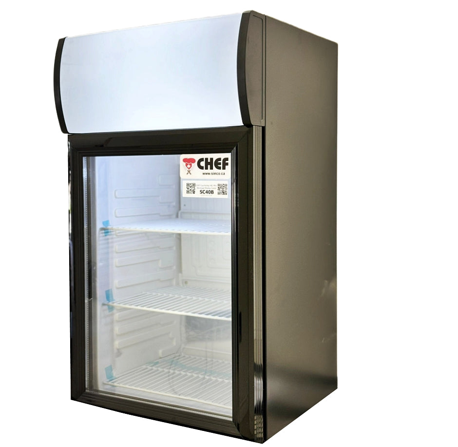 CHEF 16'' Countertop Glass Door Mini Beverage Display Cooler 40L Capac